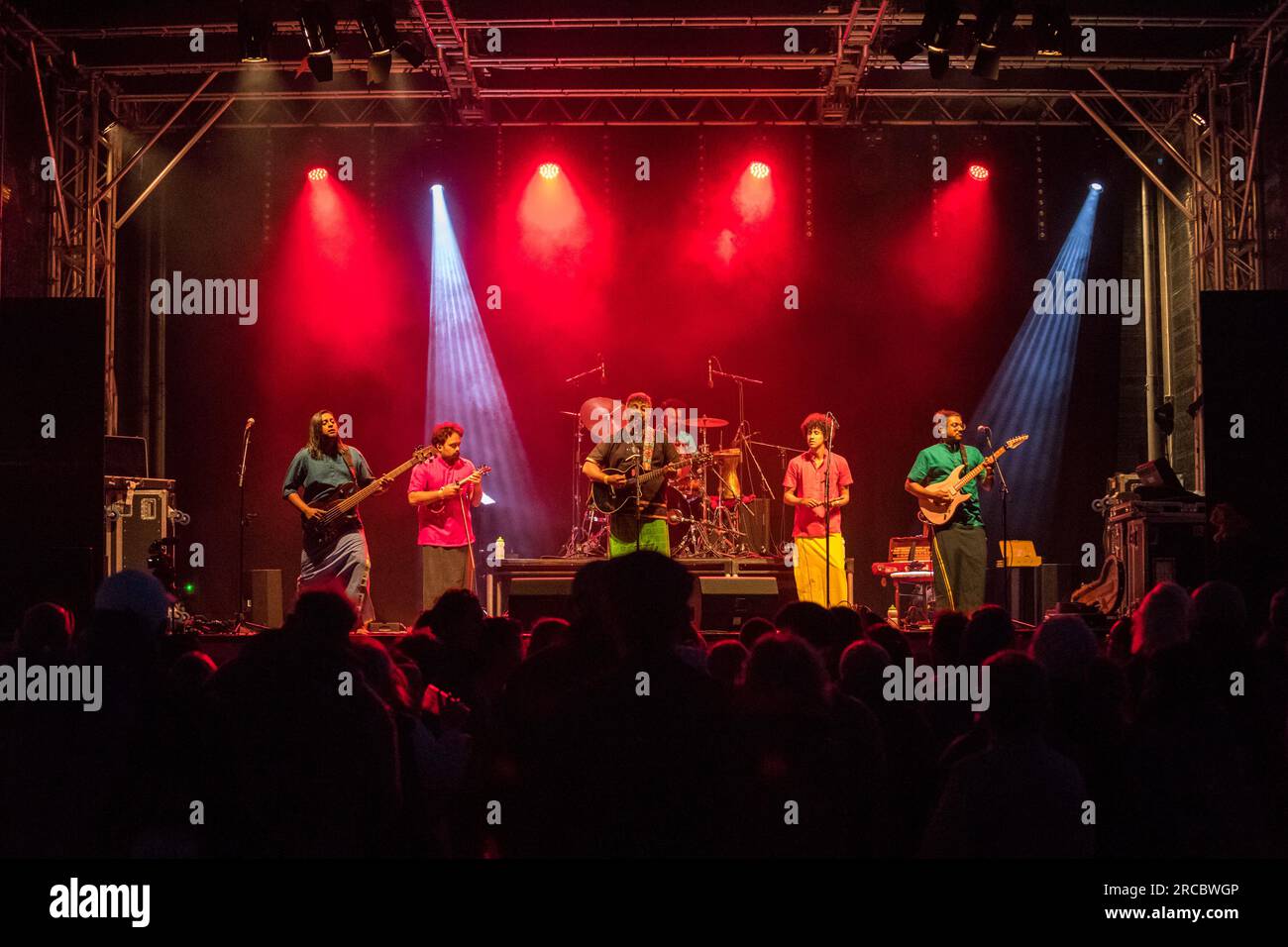 Raghu Dixit Project band playing live on stage at the 2023 GTSF music ...