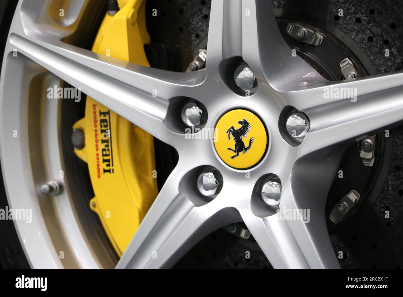 A stunning close-up view of a Ferrari wheel, showcasing the perfect ...