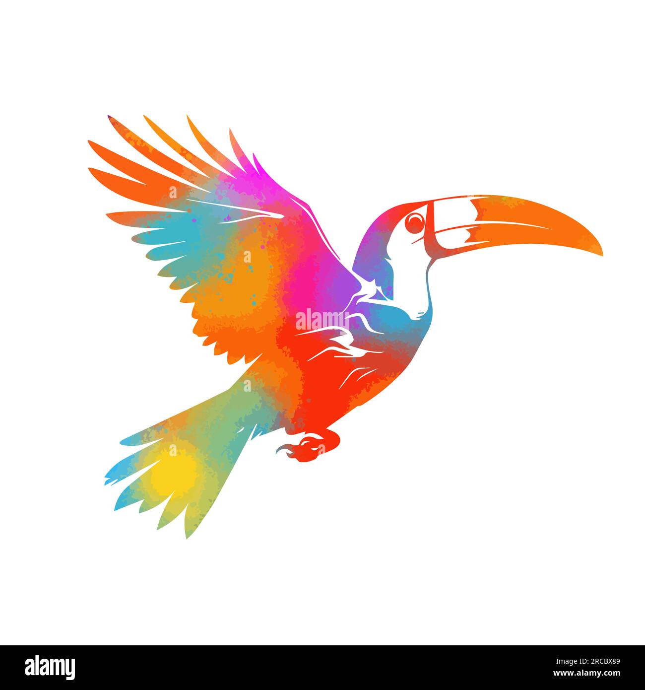 Flying toucan bird colored. Vector illustration Stock Vector Image ...
