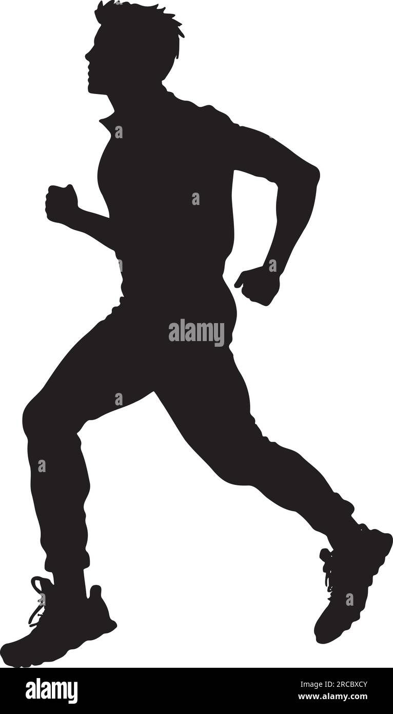 Energetic sporty marathon speed Black and White Stock Photos & Images ...