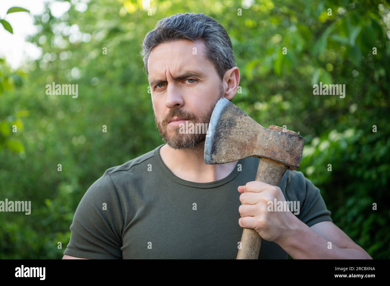 masculine guy man with axe. bearded masculine guy with axe. masculine ...
