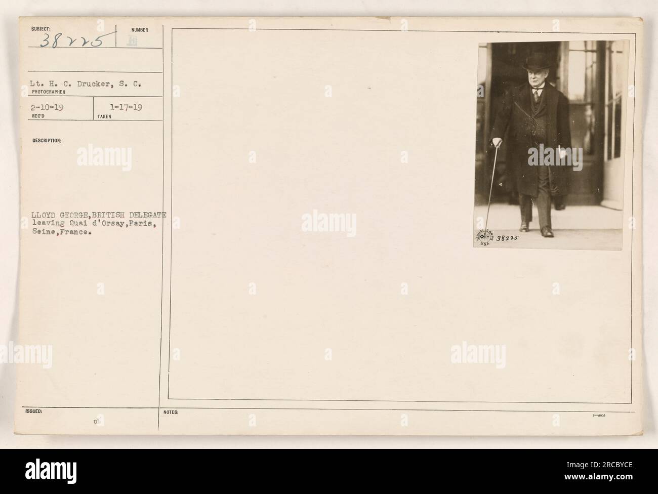 British delegate, Lloyd George, leaving Quai d'Orsay in Paris, France ...