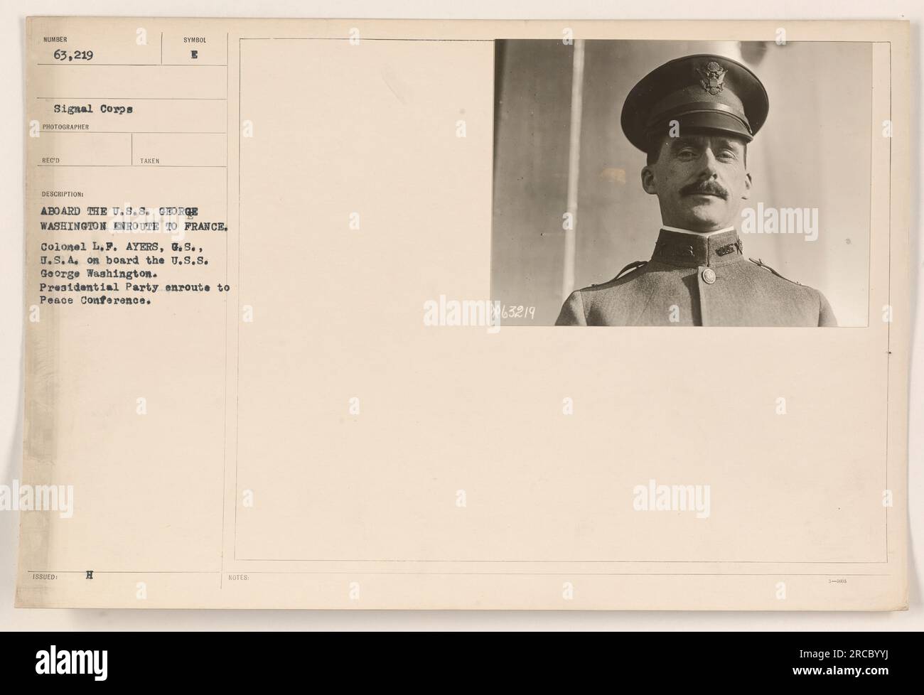 Colonel L.F. Ayers, G.S., U.S.A. aboard the U.S.S. George Washington ...