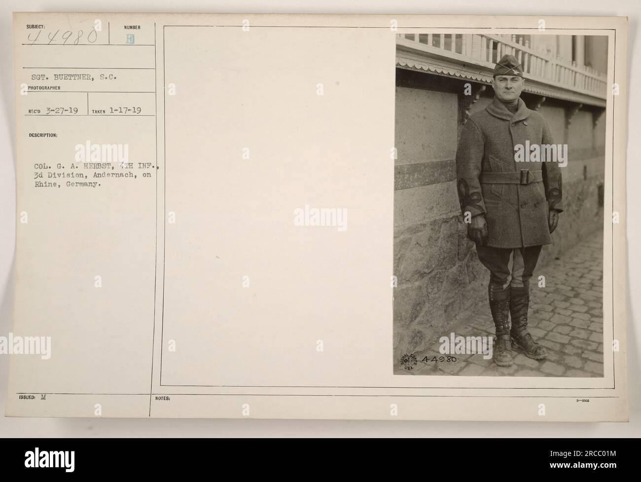 Colonel G.A. Herbst of the 4th Infantry, 3rd Division, pictured in ...