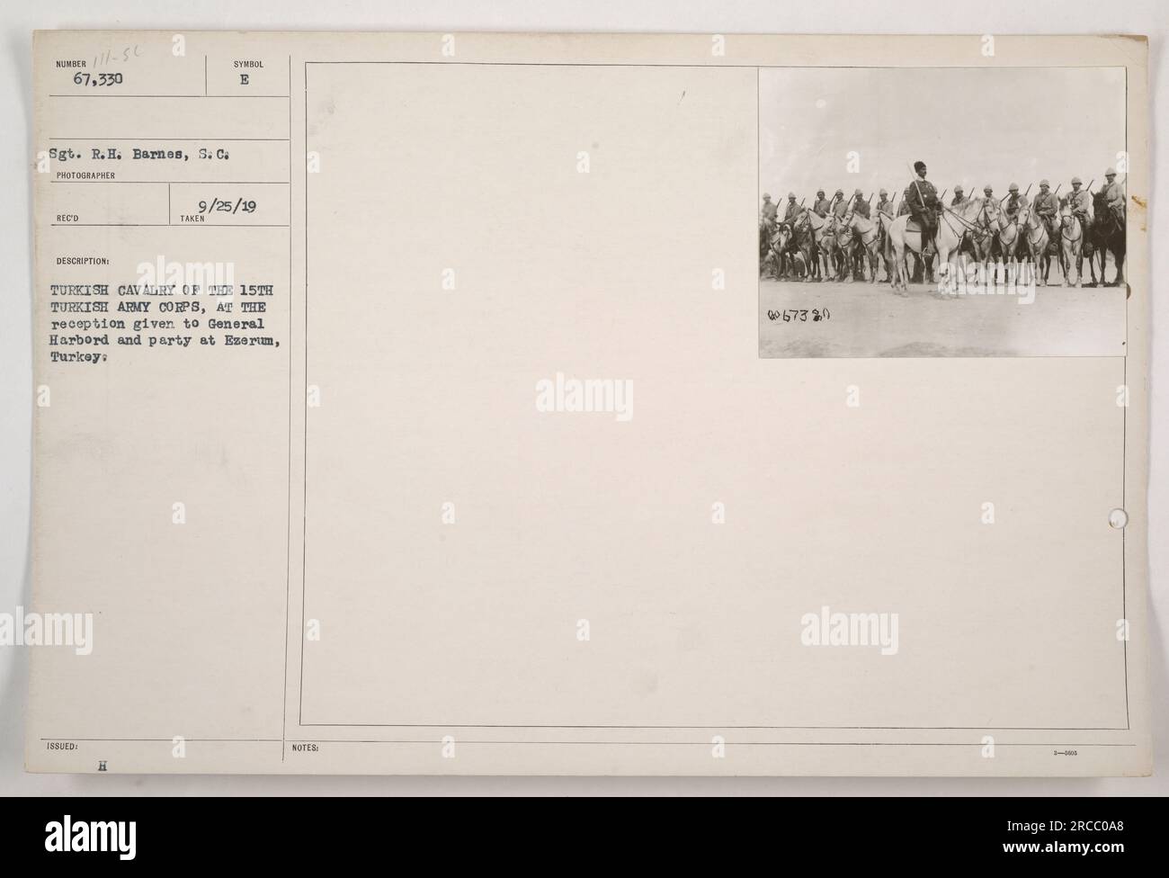 Turkish cavalry of the 15th Turkish Army Corps at a reception for ...