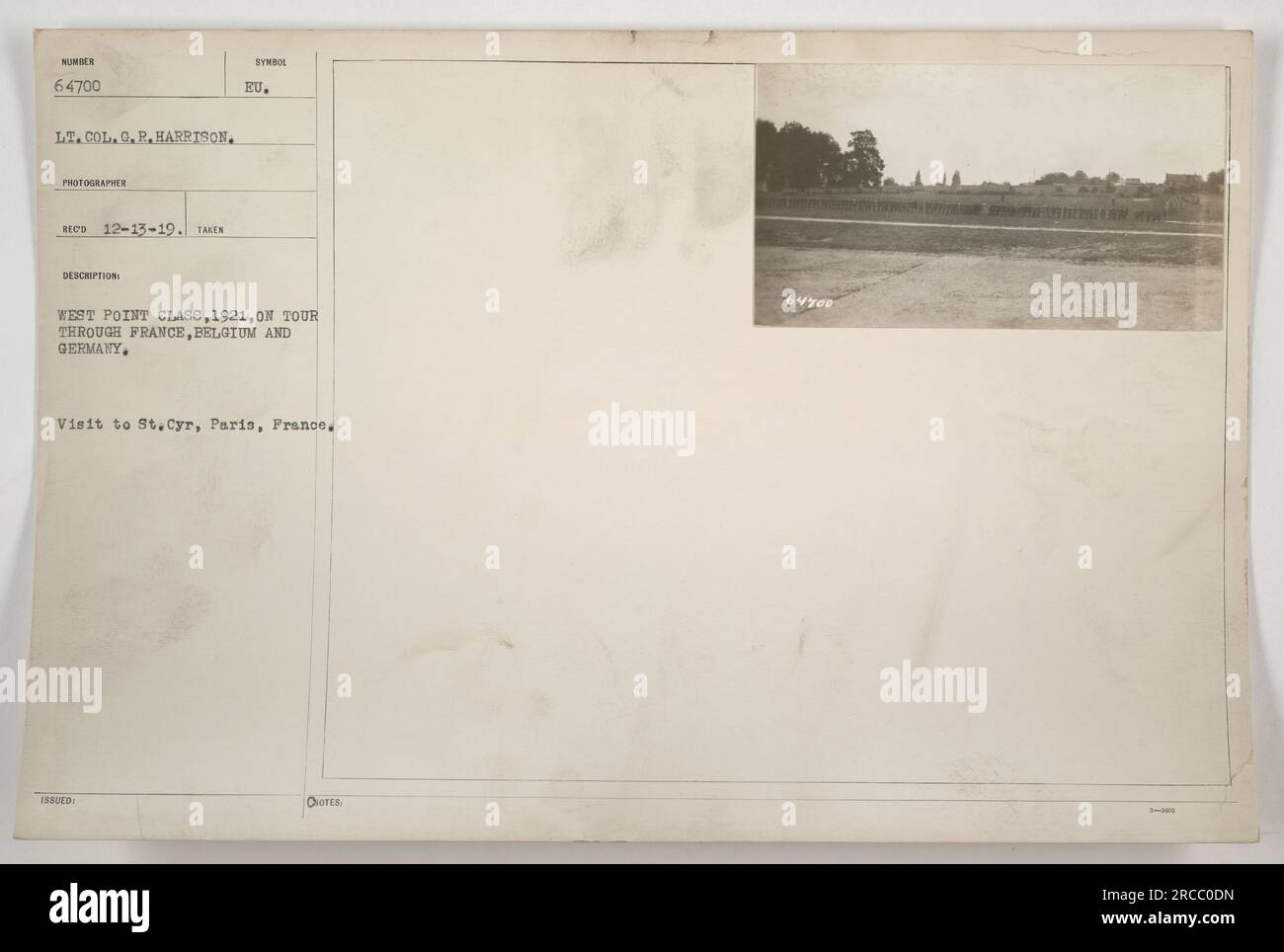 "West Point Class of 1921 on tour in Europe, visiting St. Cyr in Paris ...