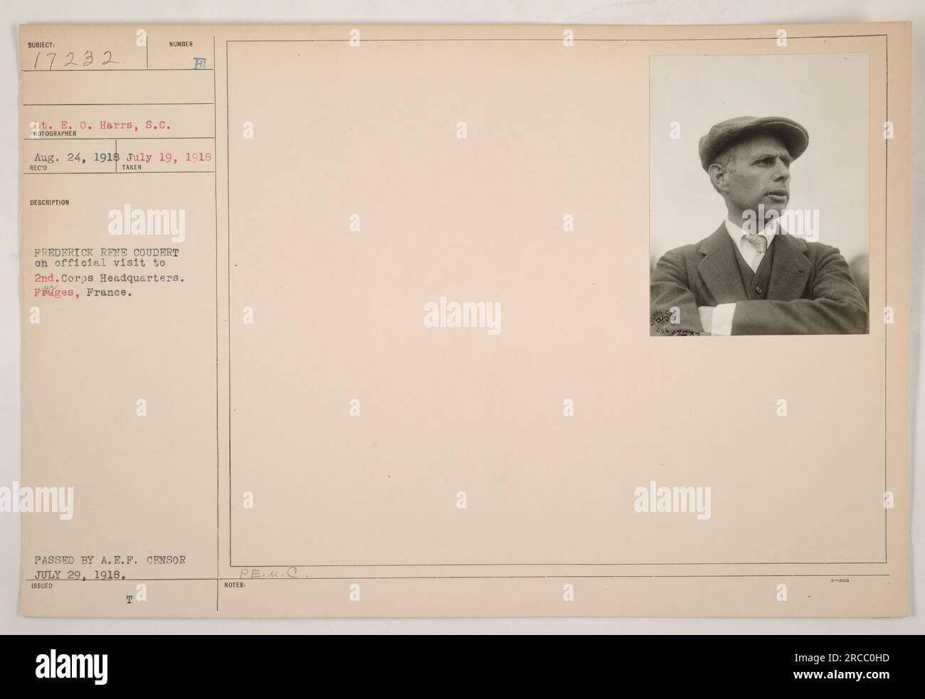 Lt. E. 0. Harrs, S.C. photographed Frederick Rene Coudert during his ...