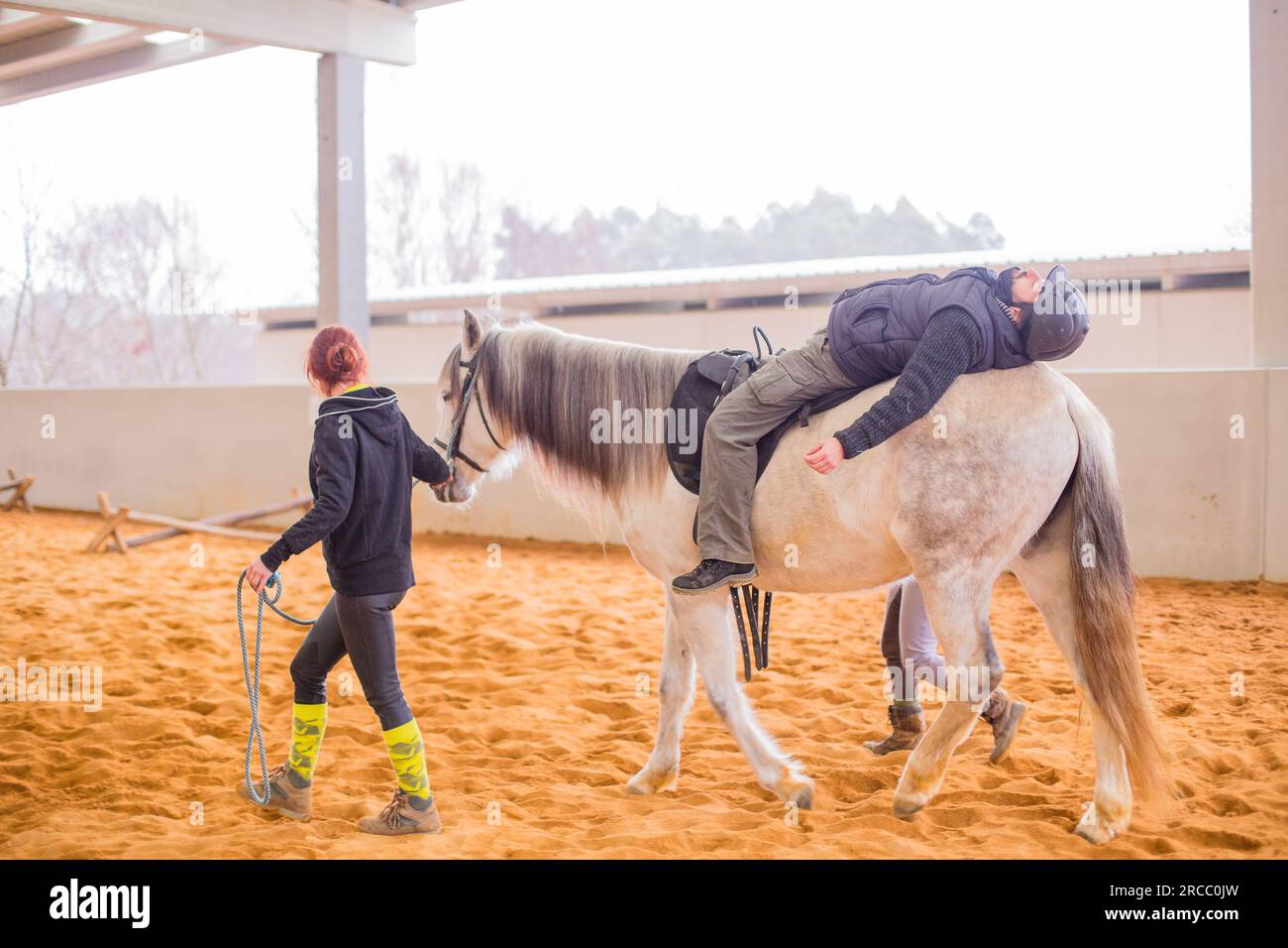 Equine-assisted therapy with medical disability patient on equestrian ...