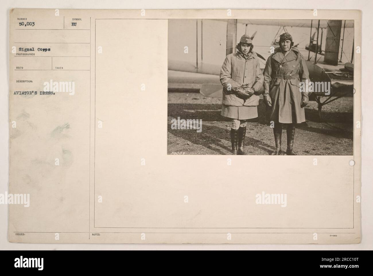 Photograph of an aviator's dress, issued during World War I by the ...