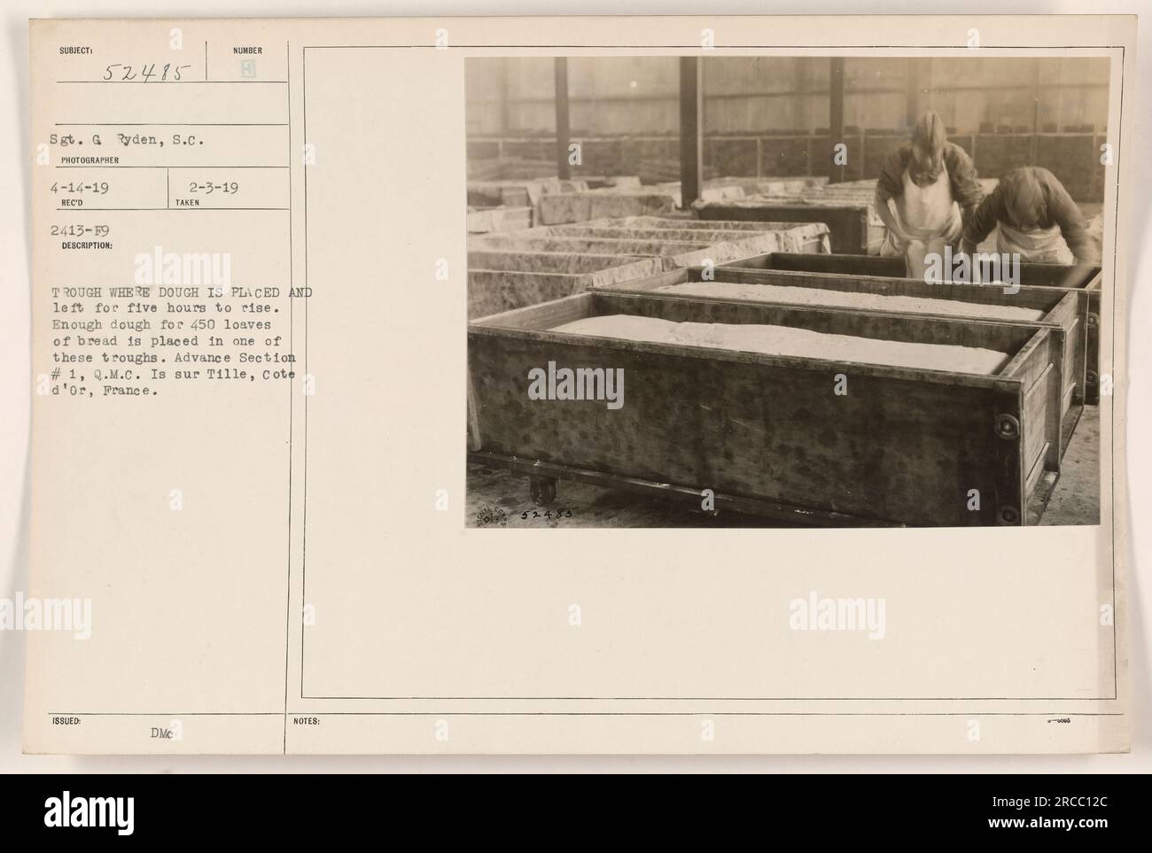 Dough placed in a trough and left to rise for five hours. This trough ...