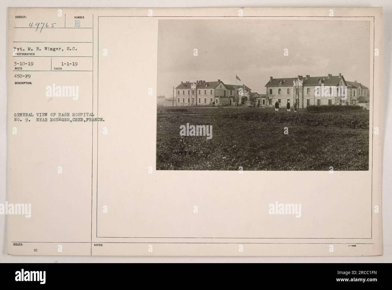 Base Hospital No. 9, located near Bourges, Cher, France, is shown in ...