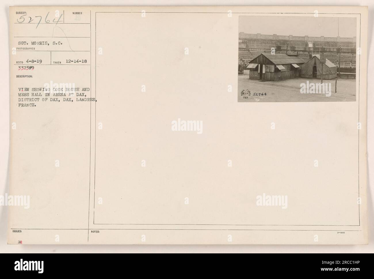 Cook house and mess hall in Dax, France during World War One. The photo ...