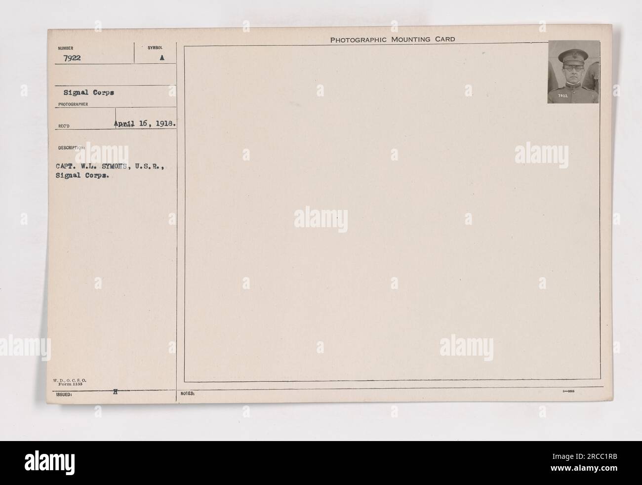 This image showcases Captain W.L. Symons from the U.S. Signal Corps ...