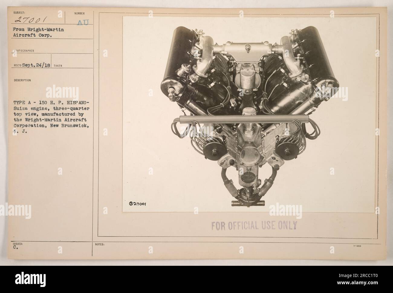 The photograph shows a three-quarter top view of the Wright-Martin ...