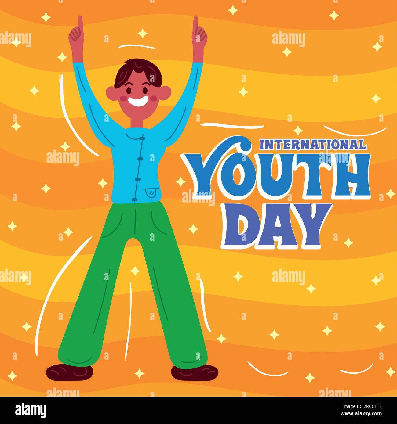 Isolated happy male youth character Happy youth day template Vector ...