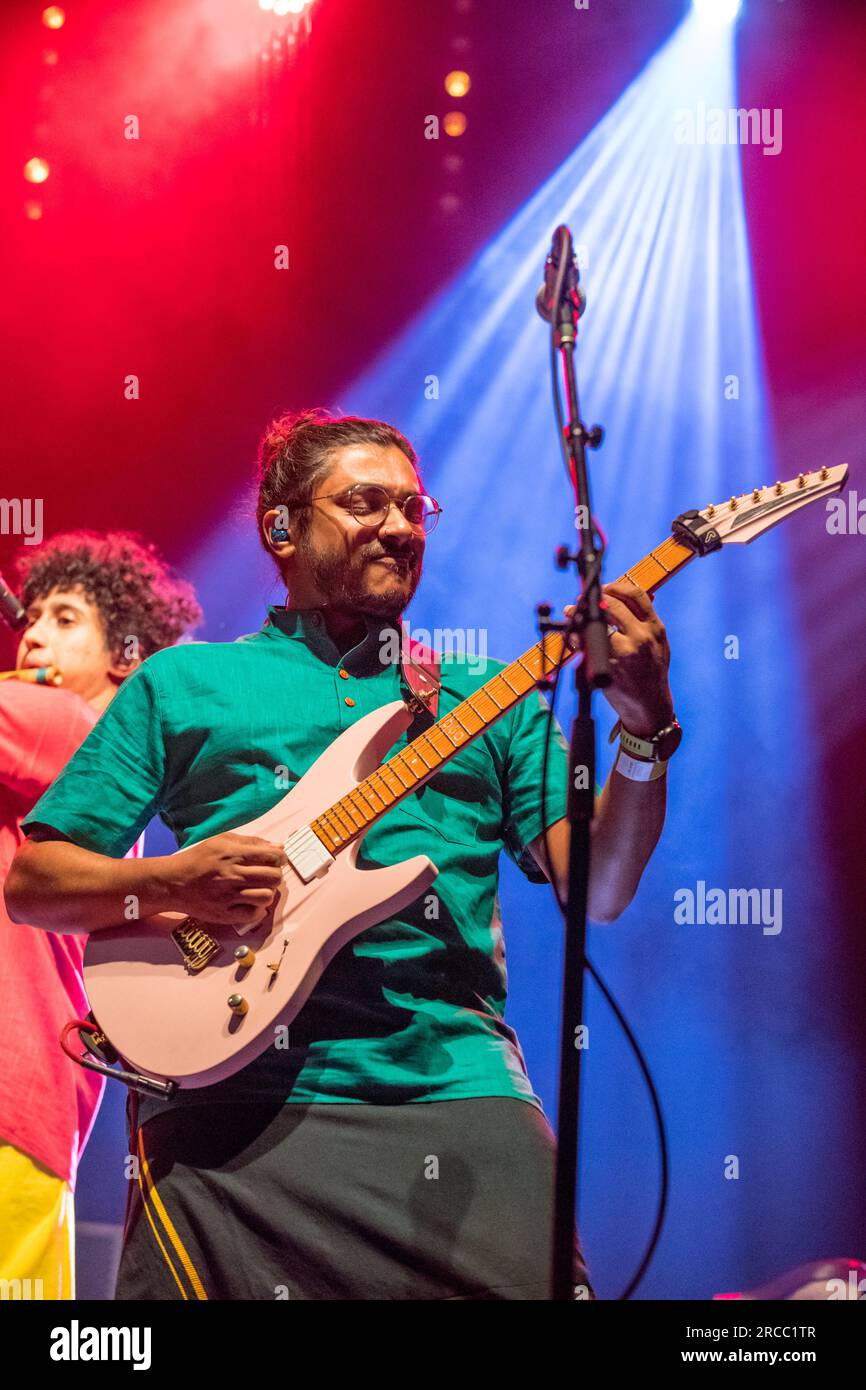 Raghu Dixit Project band playing live on stage at the 2023 GTSF music ...