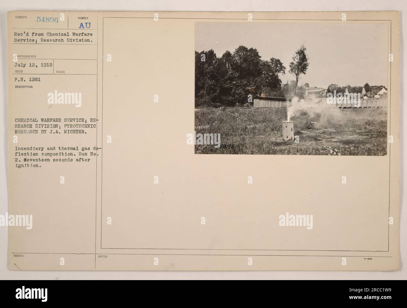 Image depicting pyrotechnic research conducted by J.A. Richter from the Chemical Warfare Service ...
