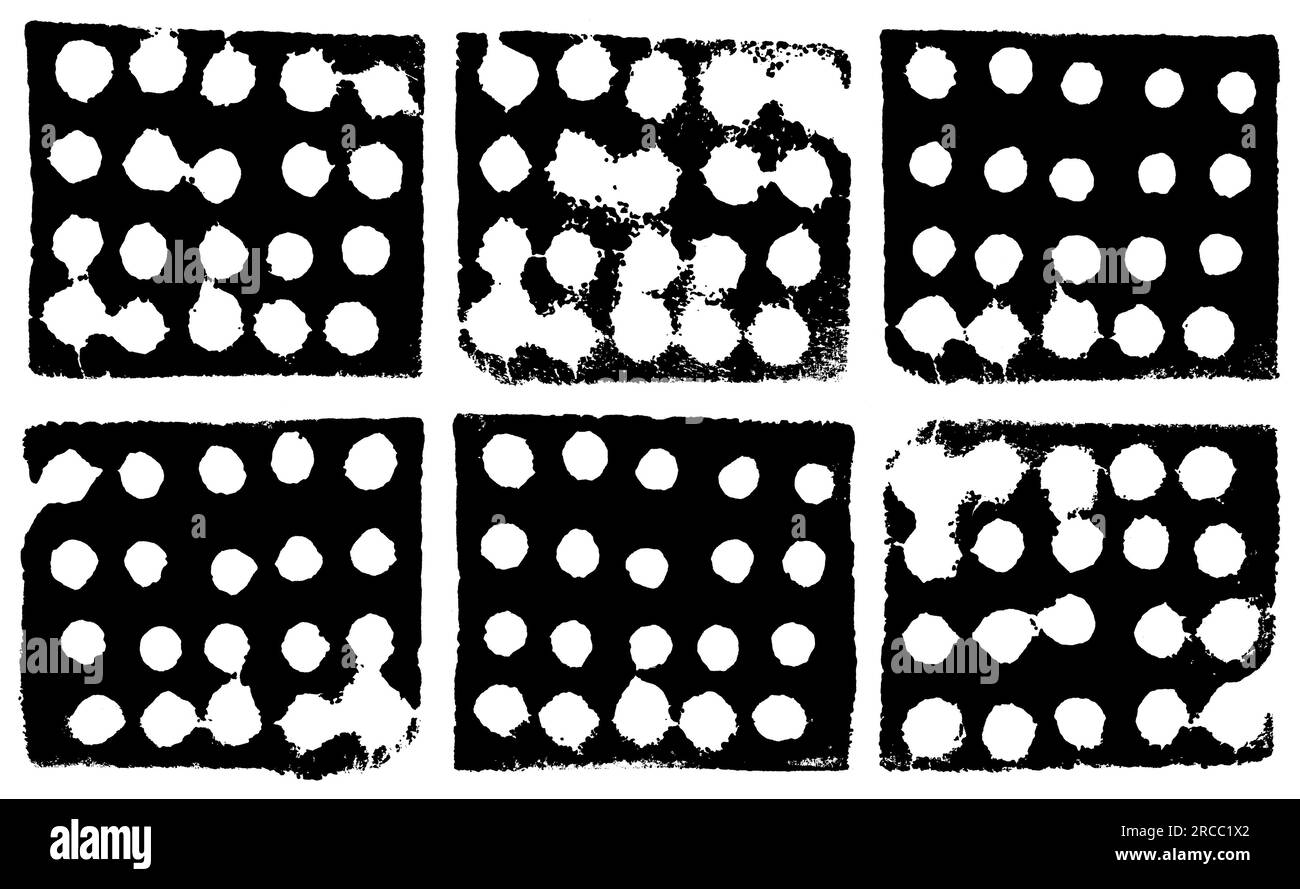 Original handmade dots texture stamp in back and white Stock Photo - Alamy