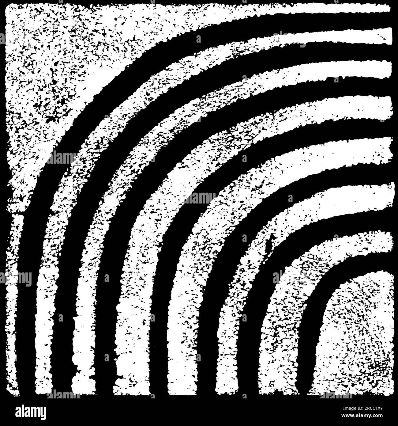 Original handmade texture stamp with curved lines in black and white ...