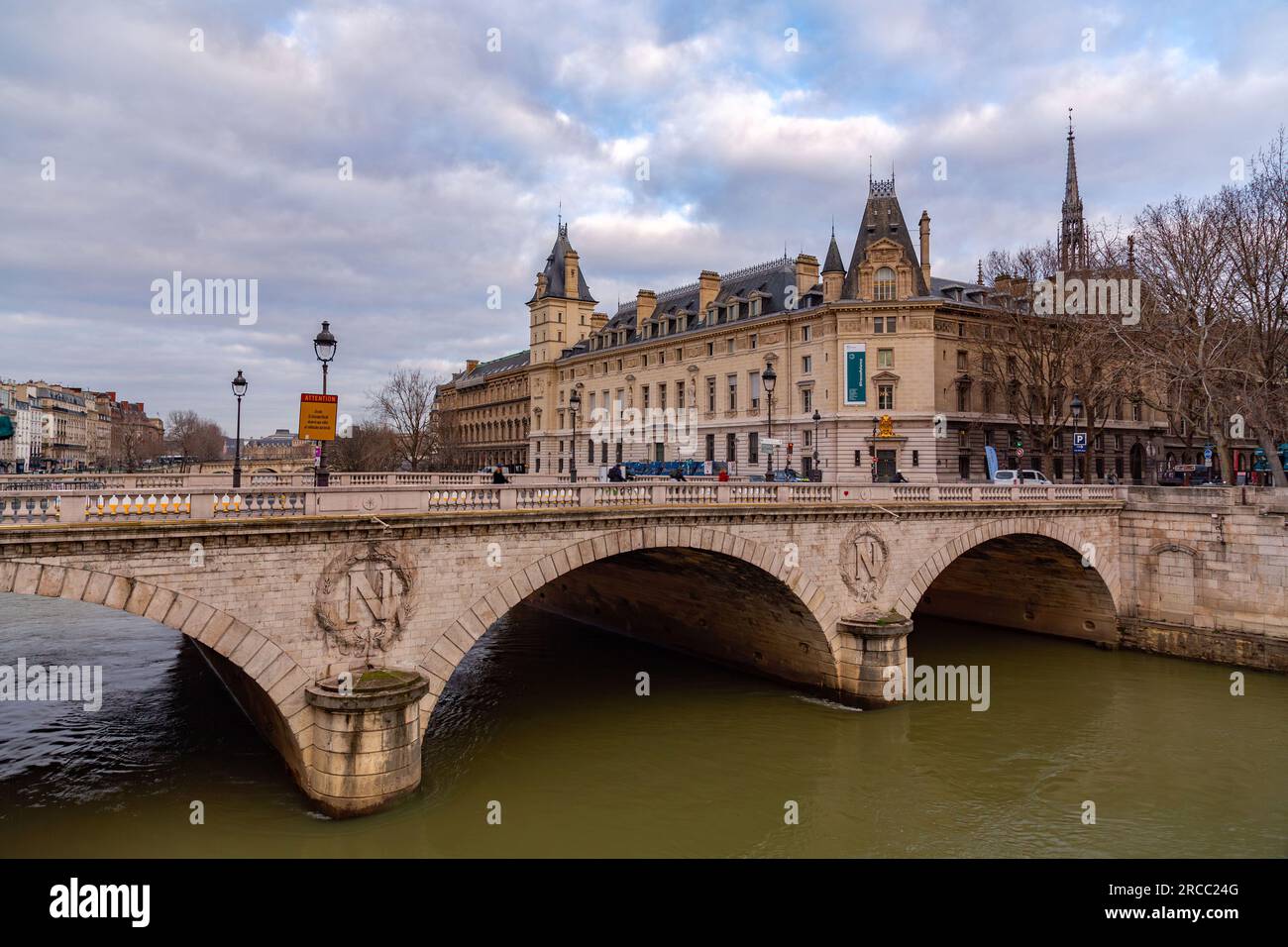 Paris, France - January 20, 2022: Pont Saint-Michel is a bridge linking ...
