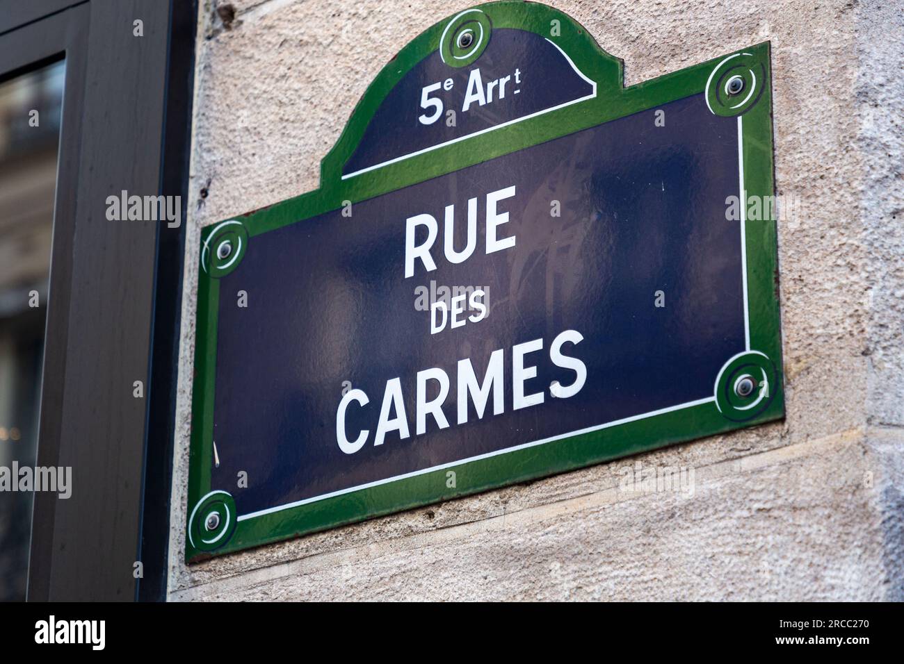 Paris, France - January 120, 2022: Typical street name sign plate in ...