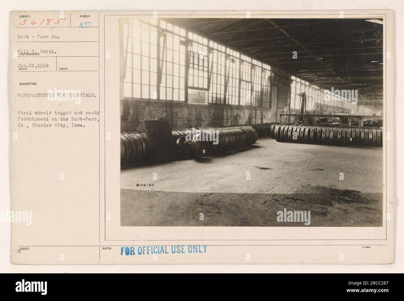 Steel wheels being prepared for shipment at the Hart-Parr Co. in ...