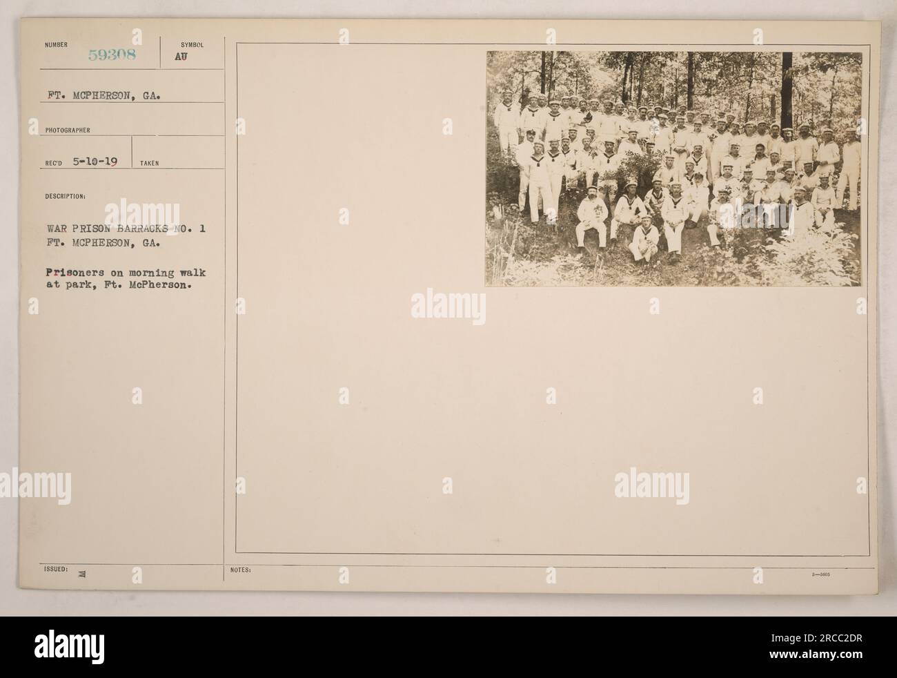 Prisoners on morning walk at the park in War Prison Barracks No. 1, Ft ...