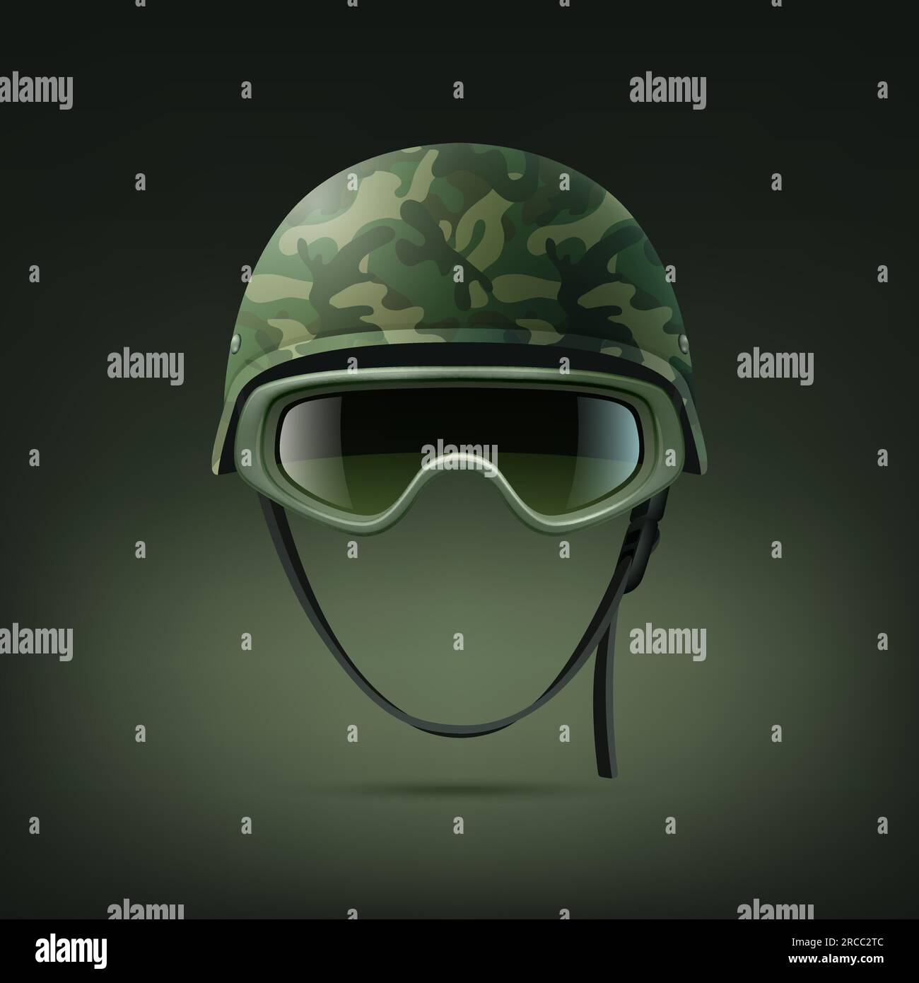 Vector 3d Realistic Military Helmet with Protect Glasses Icon Set ...