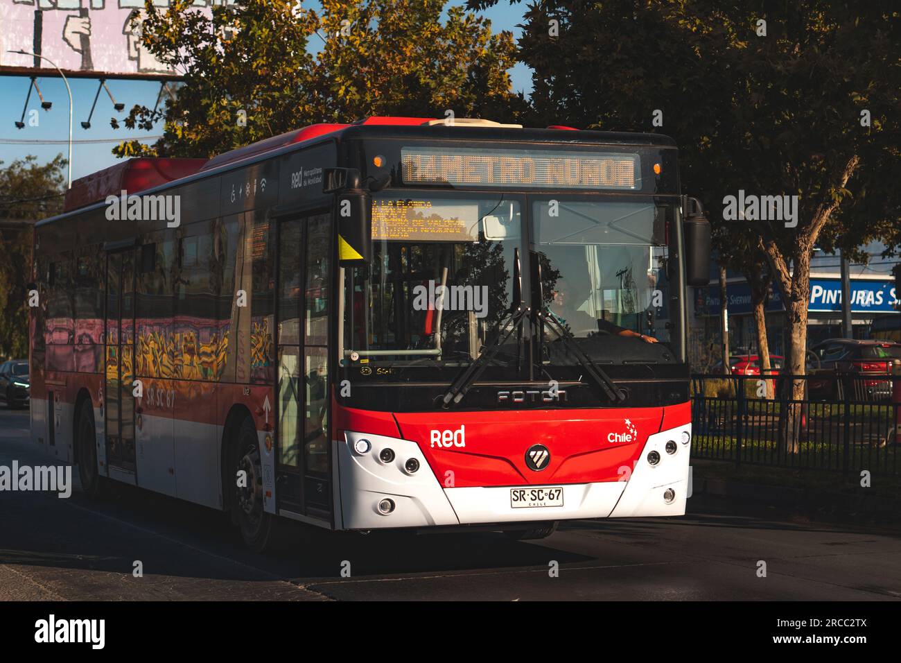 Santiago, Chile - April 21 2023: A public transport Transantiago, or ...