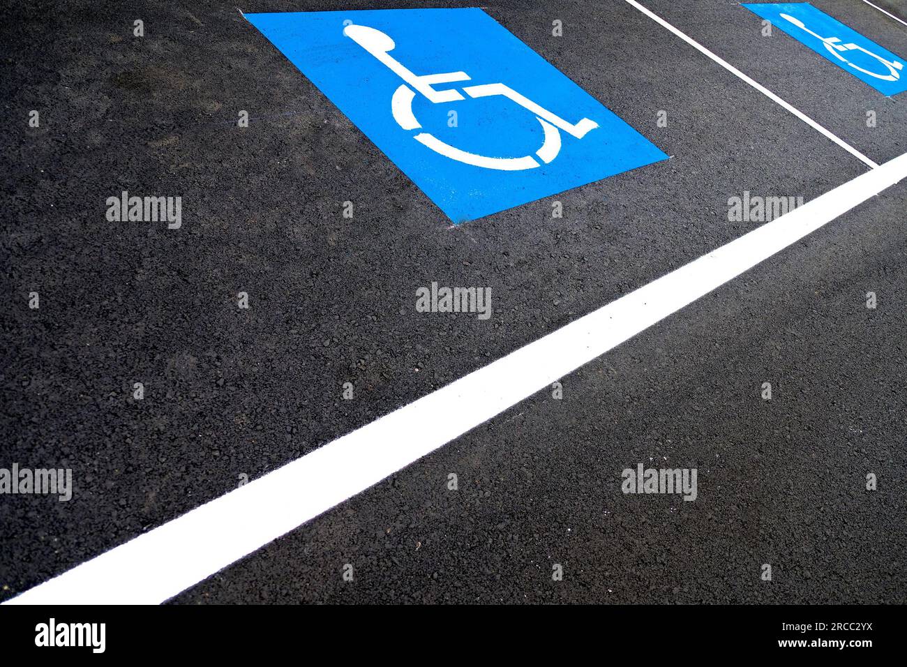 Parking lots designated with International Symbol of Access Stock Photo ...