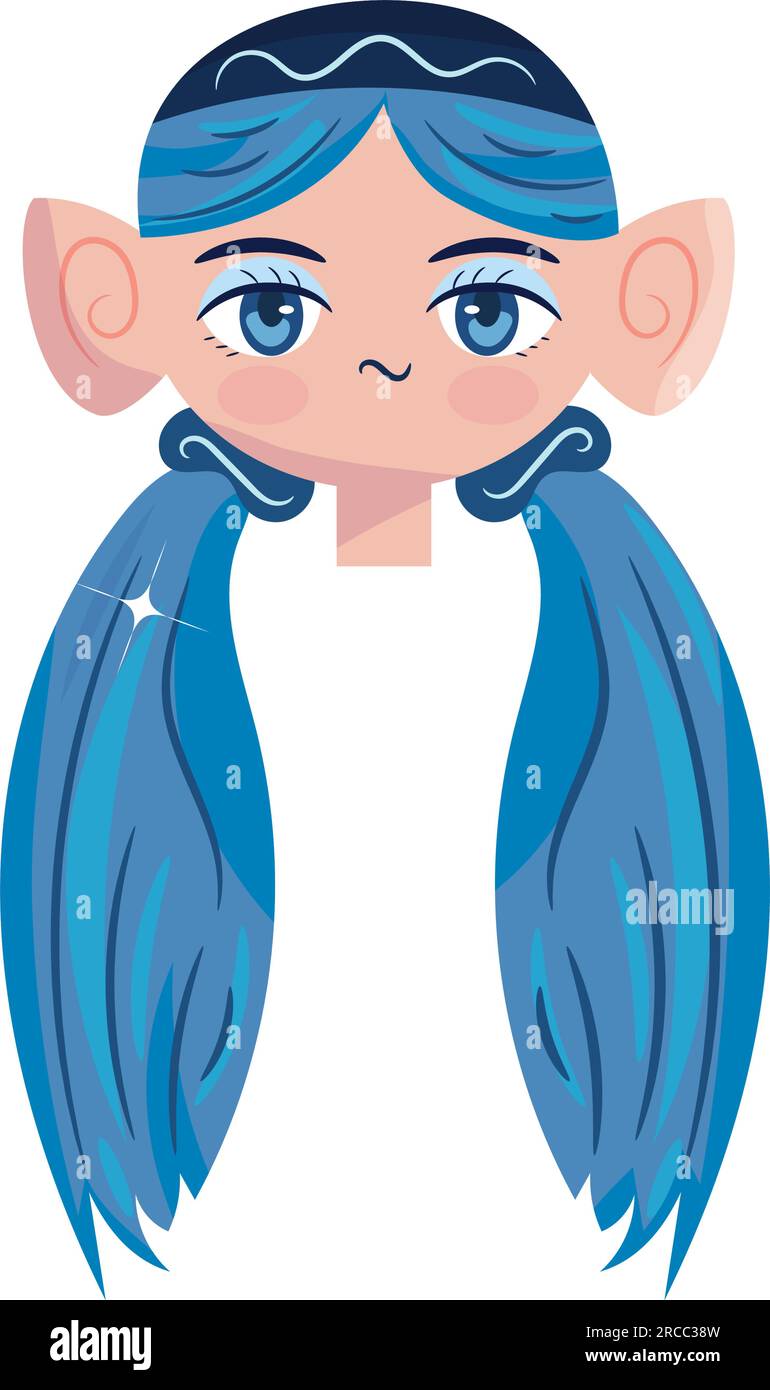 Isolated cute chibi female anime children hand drawn character avatar ...