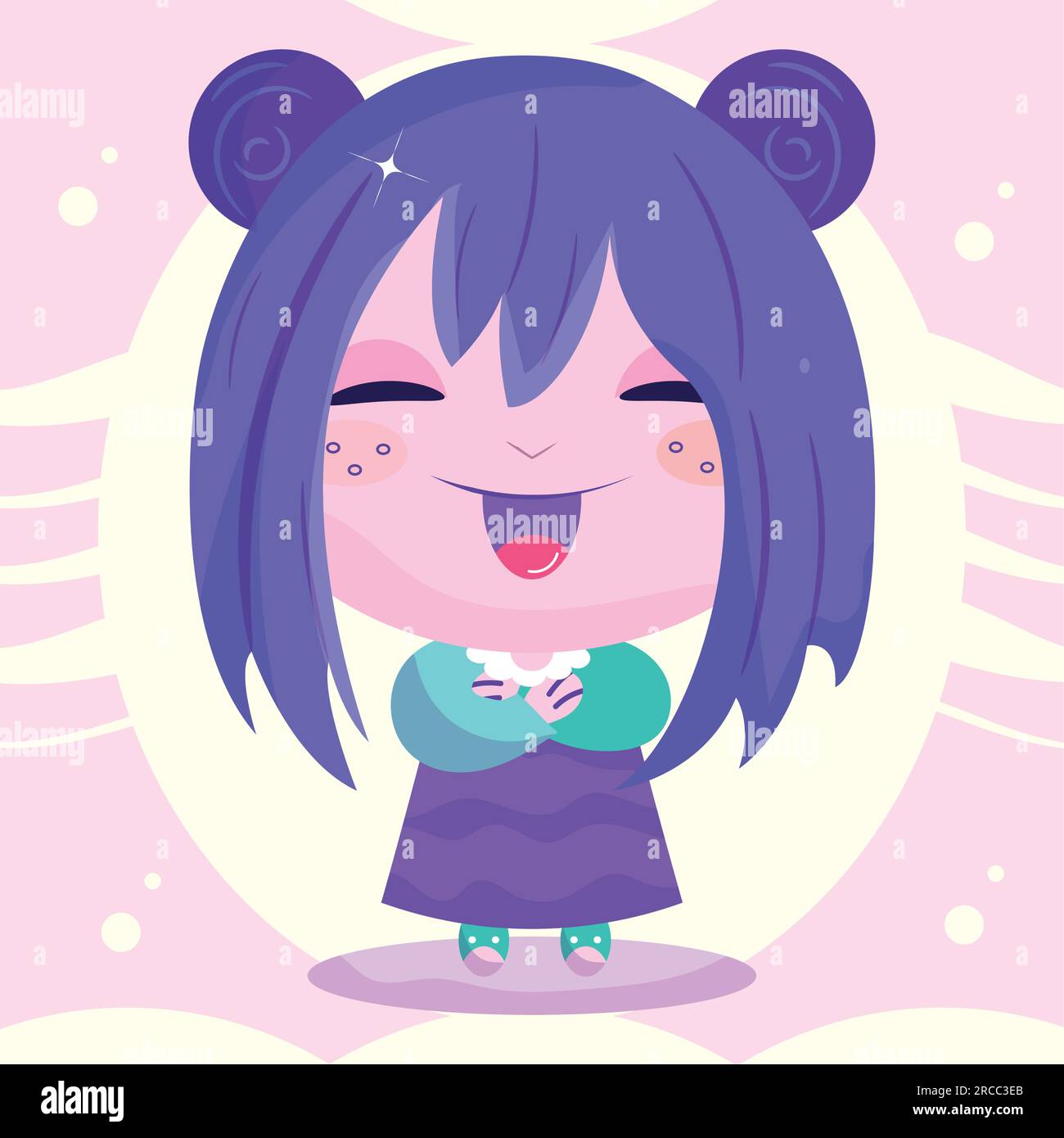 Isolated colored cute chibi female anime children hand drawn character ...