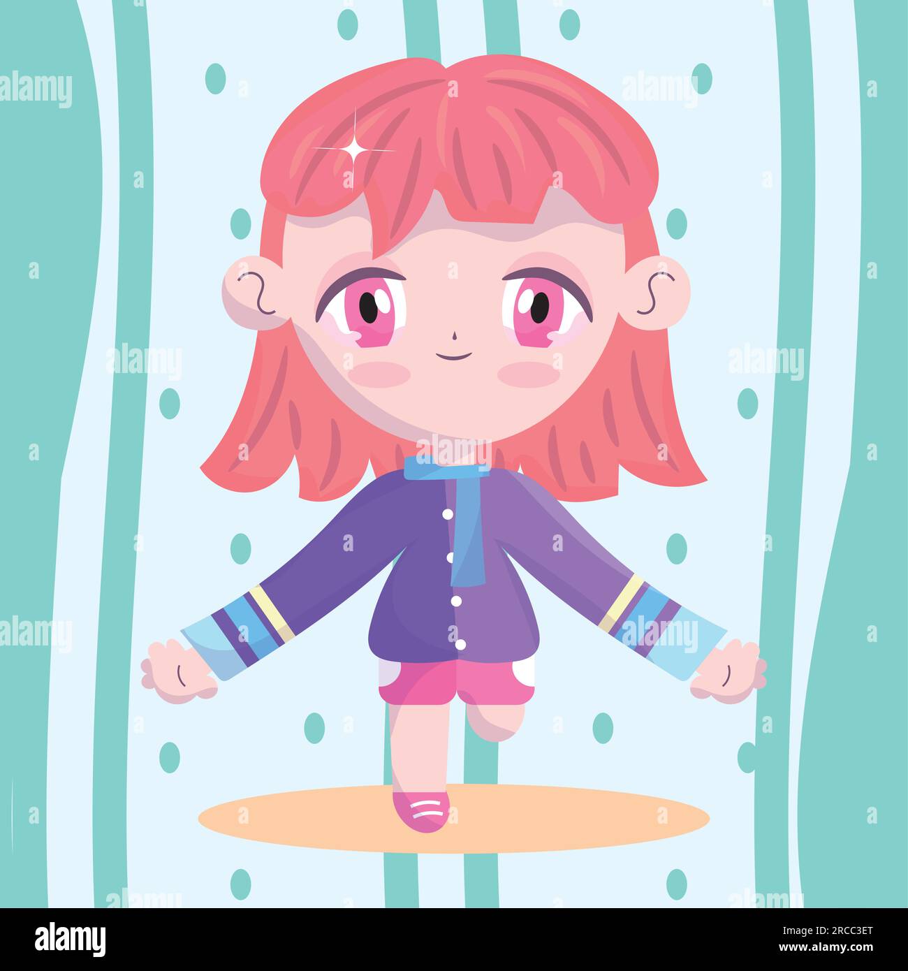 Isolated colored cute chibi female anime children hand drawn character ...