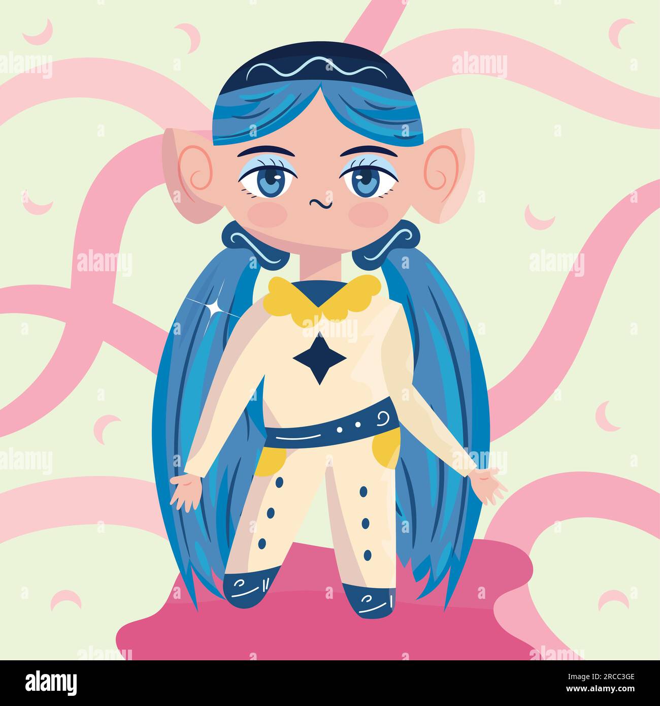 Isolated colored cute chibi female anime children hand drawn character ...