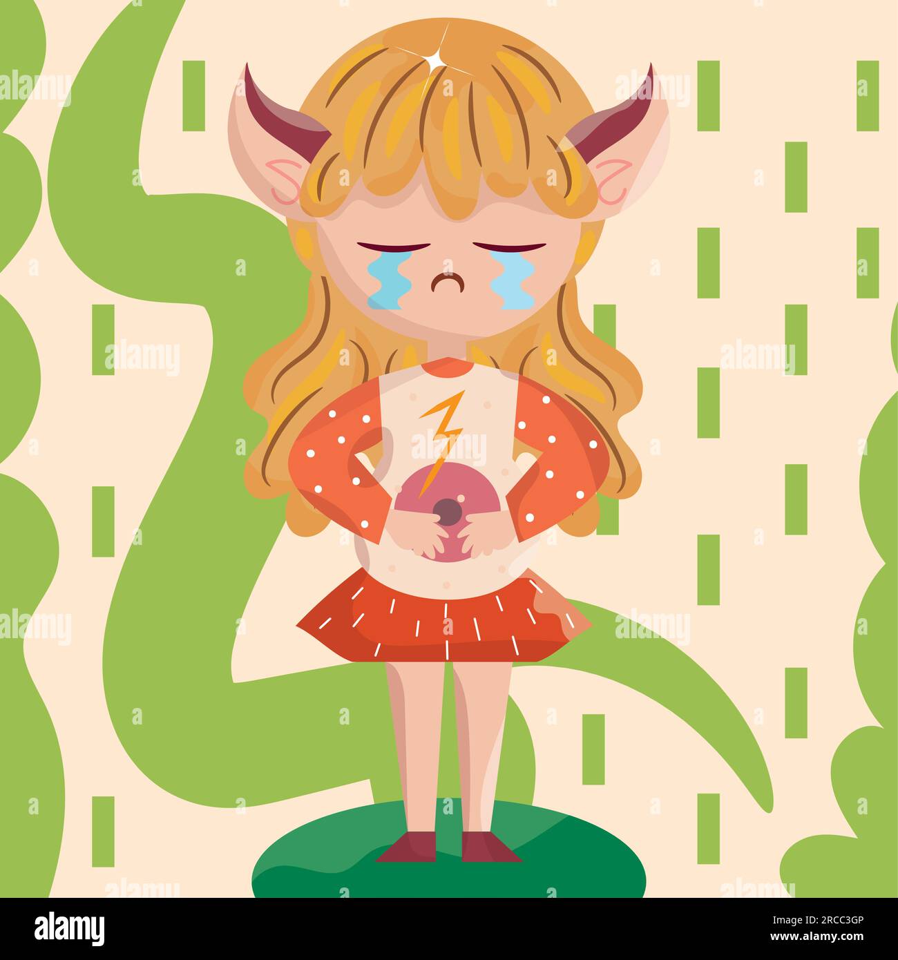 Isolated colored cute chibi female anime children hand drawn character ...