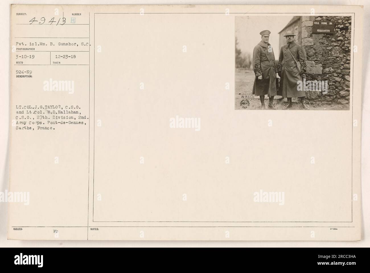 Lieutenant Colonel J.G. Taylor and Lieutenant Colonel W.D. Hallahan of ...