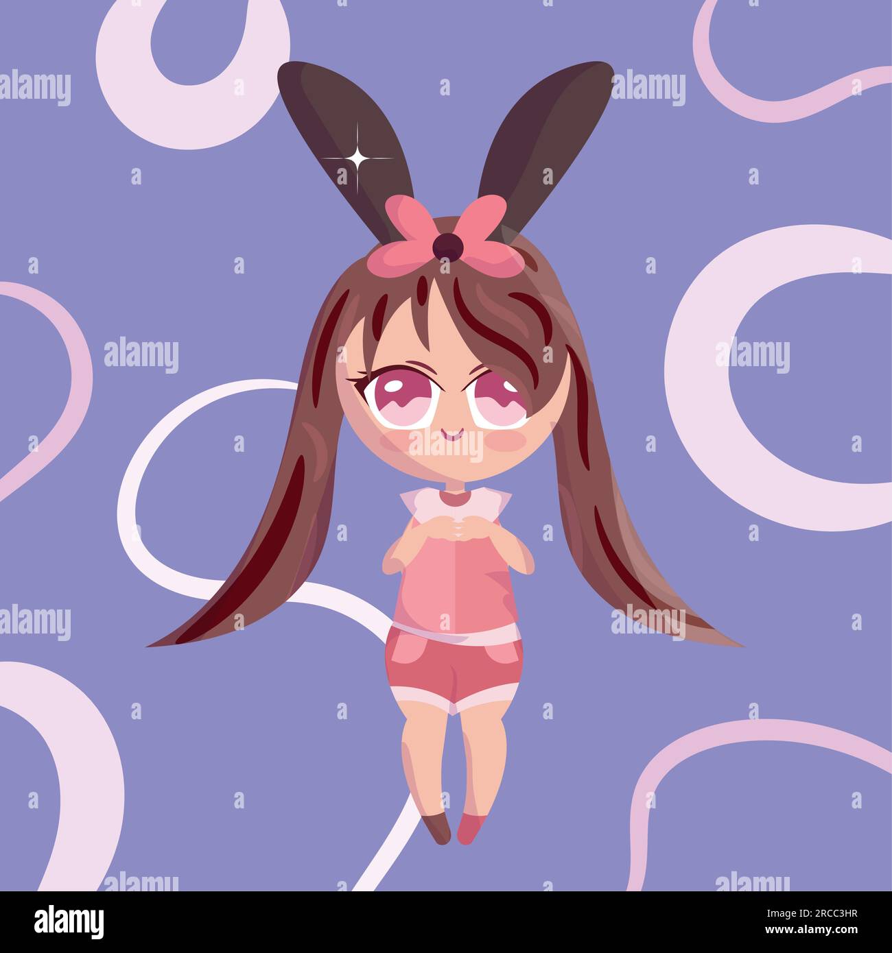 Isolated colored cute chibi female anime children hand drawn character ...