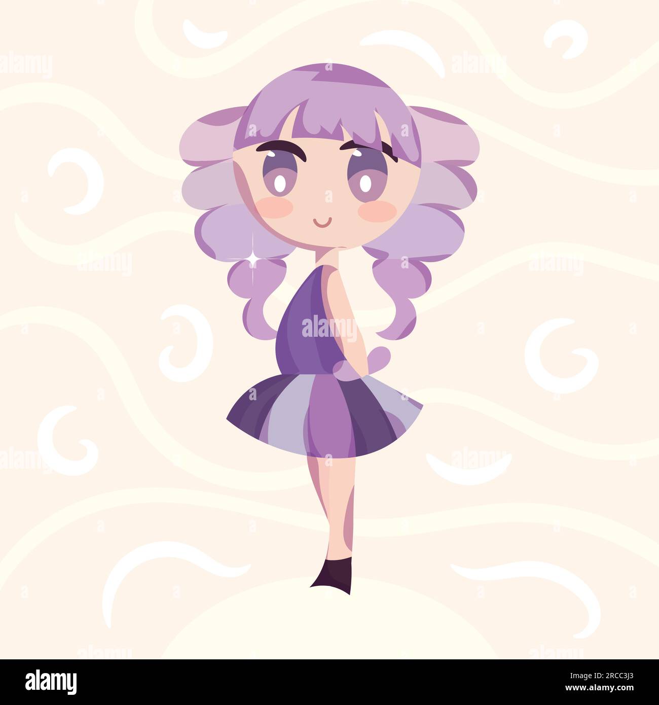 Isolated colored cute chibi female anime children hand drawn character ...