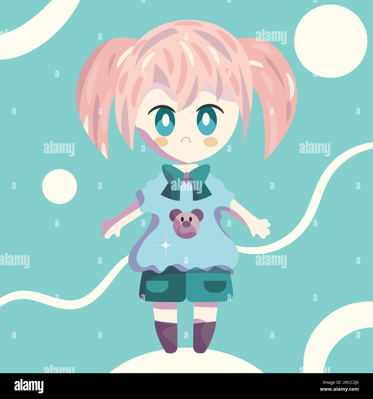 Isolated colored cute chibi female anime children hand drawn character ...