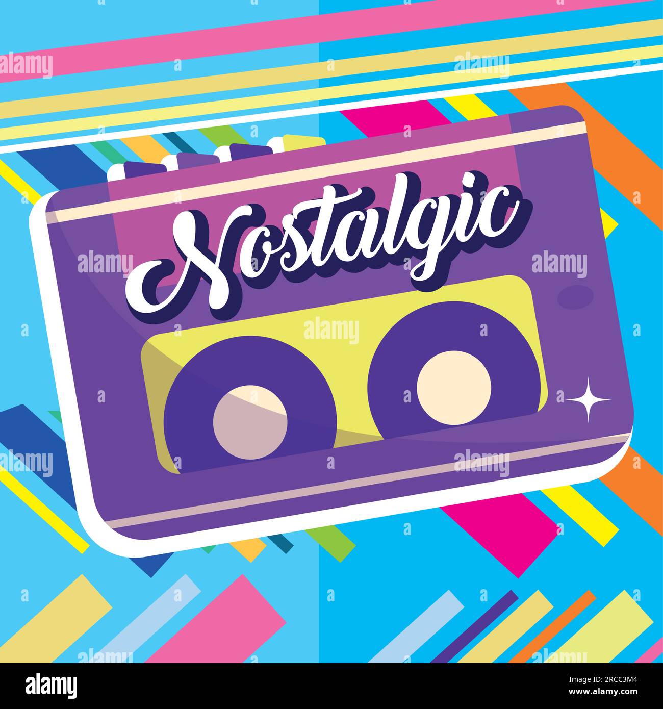 Isolated tape Nostalgic vibrant retro colored background Vector Stock ...