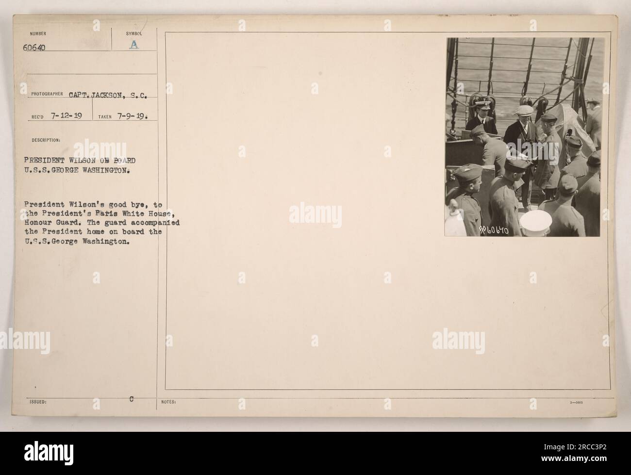 In this photograph, President Wilson is seen bidding farewell to the ...