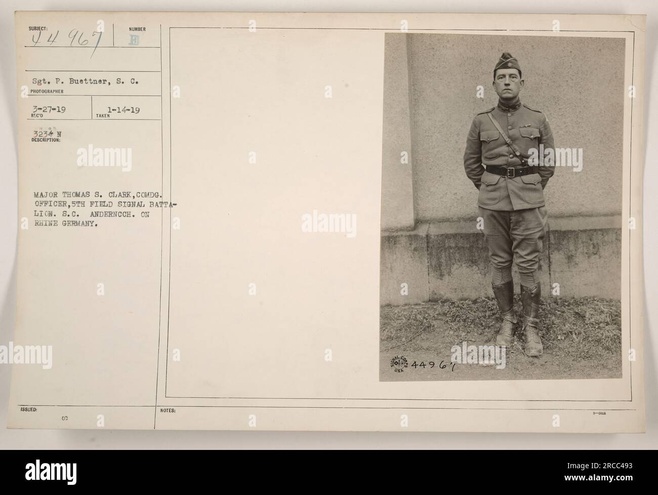 Major Thomas S. Clark, Commander of the 5th Field Signal Battalion, S.C ...