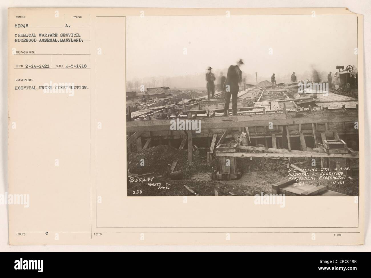 Construction of a hospital at the Edgewood Arsenal in Maryland by the ...