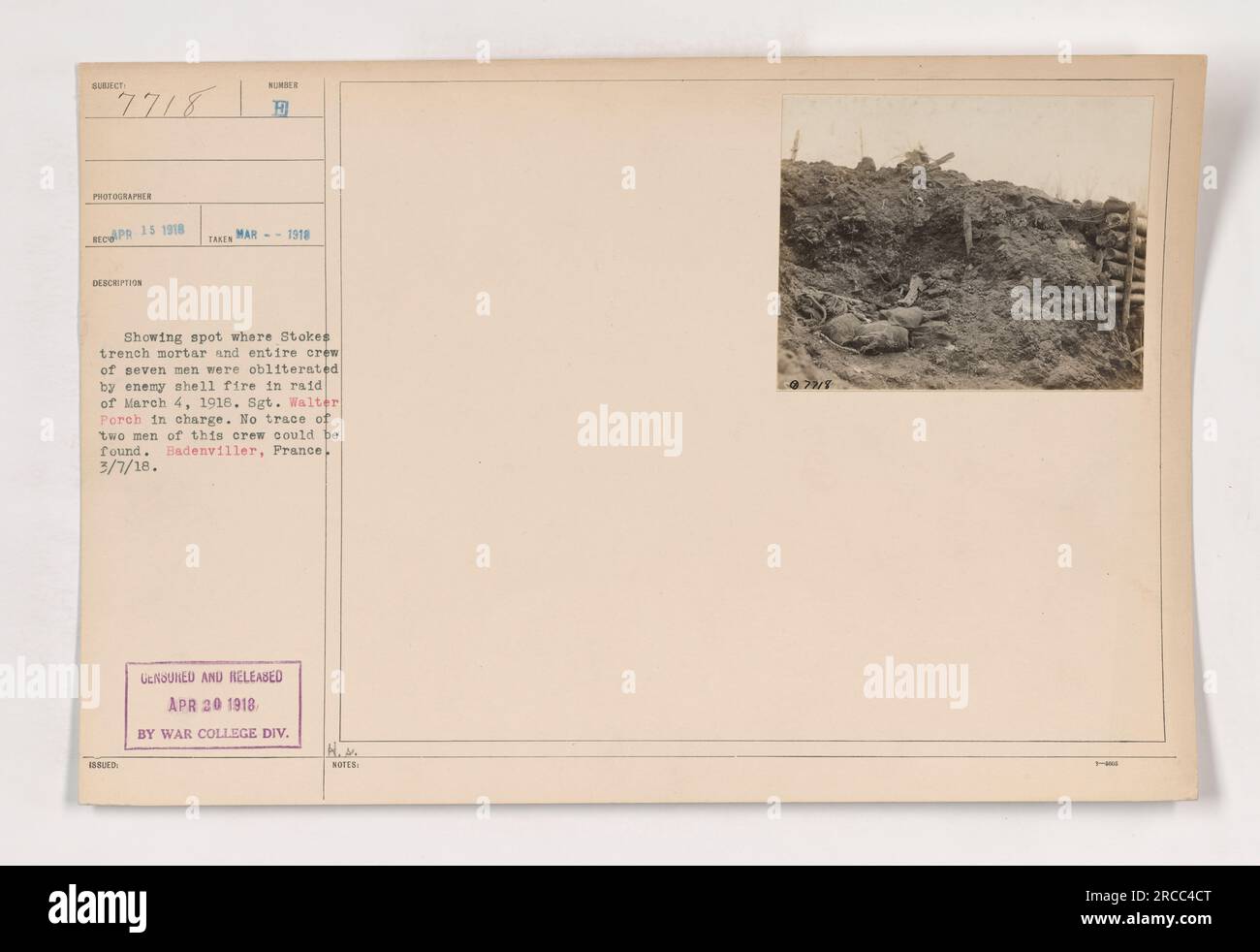 "Factual caption: Photo 111-SC-7718 depicts the aftermath of an enemy ...