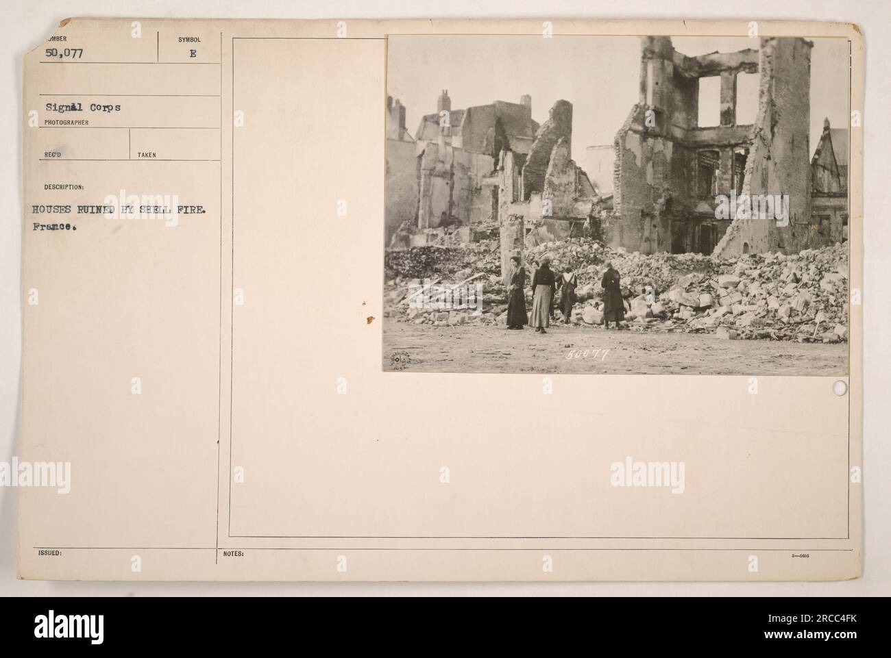 Caption: Houses in France destroyed by shell fire during World War One ...