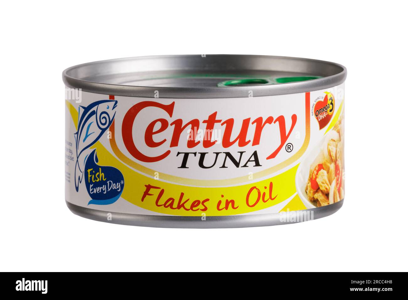 A can of delicious Tuna Flakes in Oil isolated on white background with ...