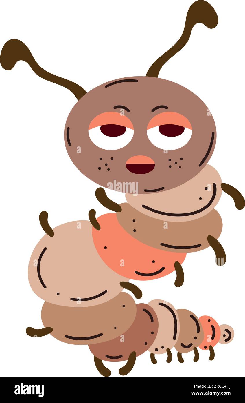 Isolated colored cute worm sketch character Vector Stock Vector Image ...