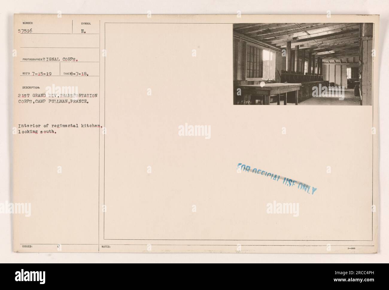 Interior view of the regimental kitchen used by the 21st Grand Division ...