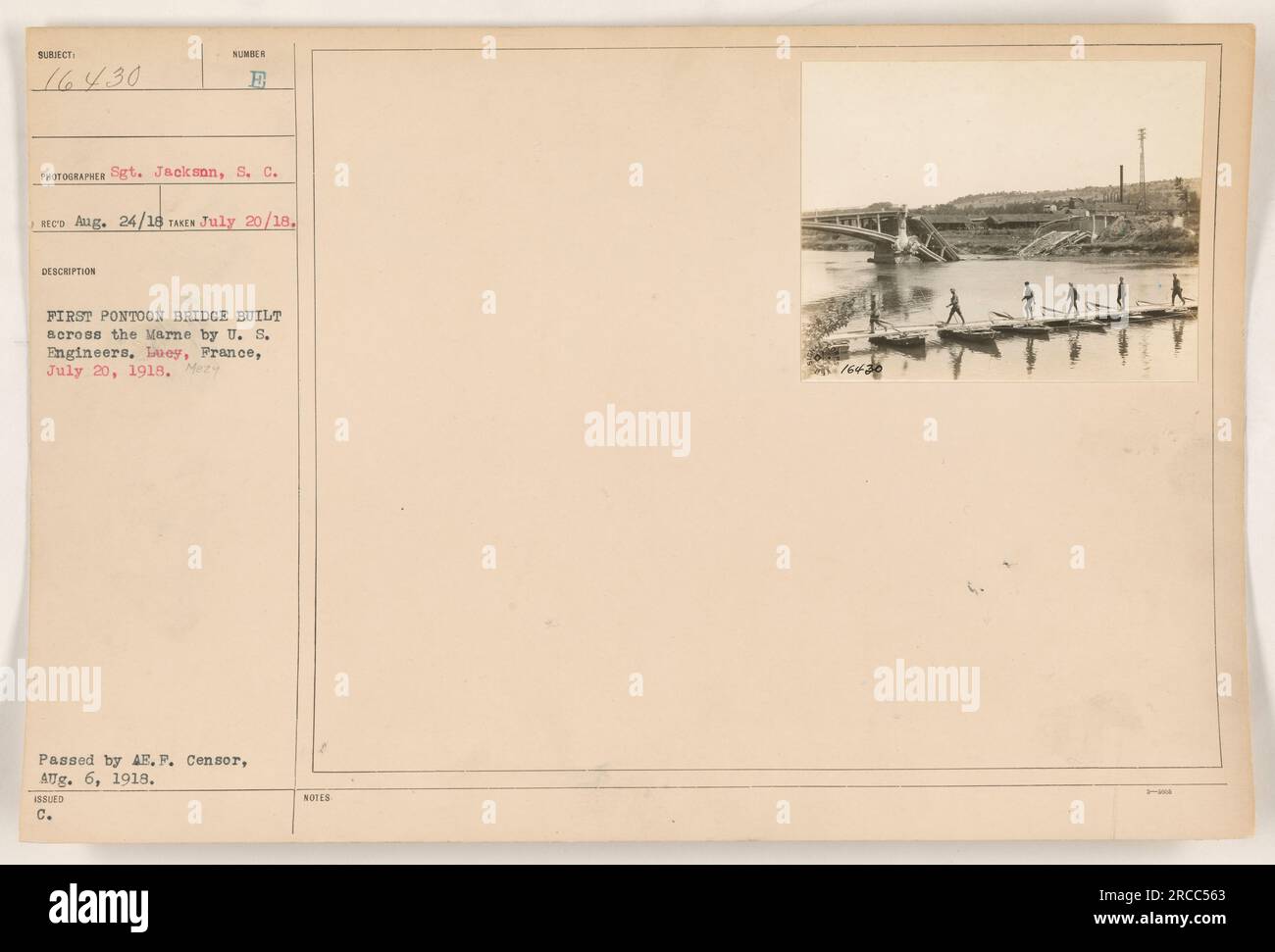 Image of the first pontoon bridge built across the Marne by U.S ...