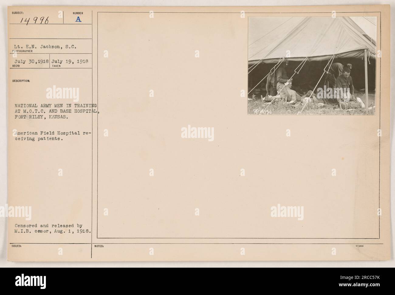 National Army men in training at M.O.T.C. and Base Hospital in Fort ...